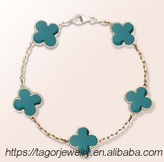 China 316L S.Steel Top Fashion turquoise clovers lucky flowr bracelet necklace jewelry set supplier