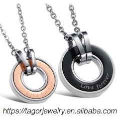 China New Fashion Tagor Jewelry 316L Stainless Steel couple Pendant Necklace TYGN329 supplier