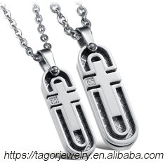 China New Fashion Tagor Jewelry 316L Stainless Steel couple Pendant Necklace TYGN331 supplier