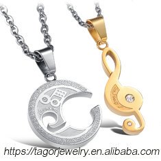 China New Fashion Tagor Jewelry 316L Stainless Steel couple Pendant Necklace TYGN332 supplier