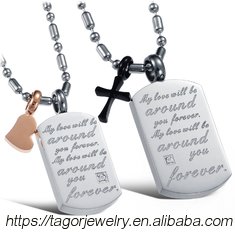 China New Fashion Tagor Jewelry 316L Stainless Steel couple Pendant Necklace TYGN333 supplier
