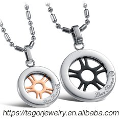 China New Fashion Tagor Jewelry 316L Stainless Steel couple Pendant Necklace TYGN334 supplier