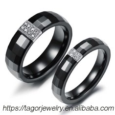 China New Super Fashion Tagor Jewelry Factory Ceramic Tungsten Series couple Rings TYWR060 supplier