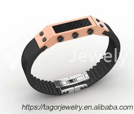 China Top Quality Europe Fashion Stainless Steel Genuine Leather Silicone Bangle Bracelet ADB242 supplier
