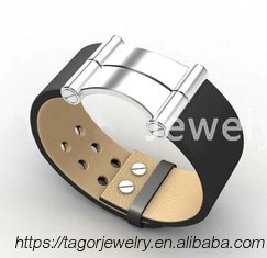 China Top Quality Europe Fashion Stainless Steel Genuine Leather Silicone Bangle Bracelet ADB255 supplier