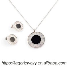 China South American Fashion Stainless Steel Earrings With Matched Pendant Necklace Set CQT5 supplier