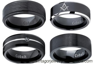 China Tagor Jewelry Made Customize Black Shiny Brushed Wedding Engagement Cobalt Chrome Rings supplier