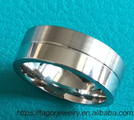 China 8mm Flat Surface Half Shiny Polish Half Matt Brush Finished Cobalt Chrome Ring Wedding Band Jewelry Ring supplier